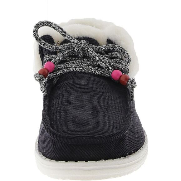 Hey Dude | Shoes | Hey Dude Womens Britt Black Canvas Faux Fur Flat ...